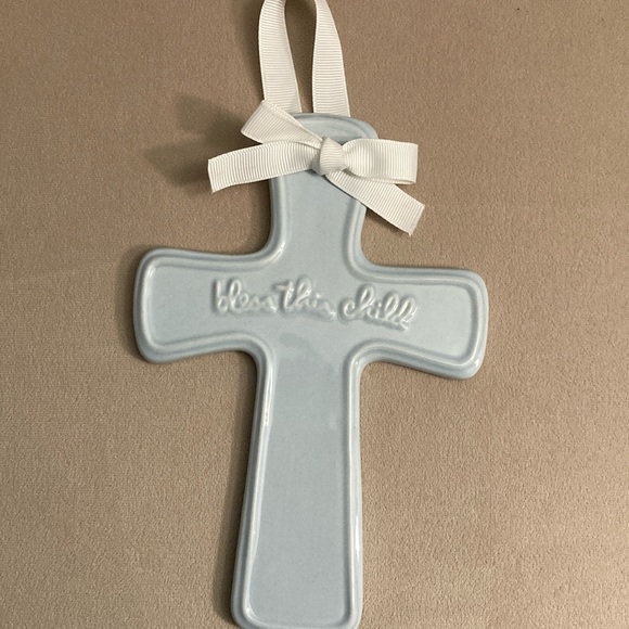 Accents | Light Blue Ceramic Cross With Ribbon Nwt | Poshmark
